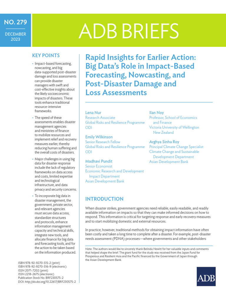 Adb Brief 279 Big Data Role Forecasting Nowcasting | PDF | Disaster ...
