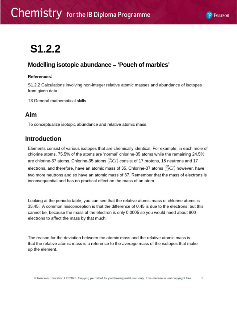 Structure 1.2 Modelling Isotopic Abundance | PDF | Atoms | Isotope