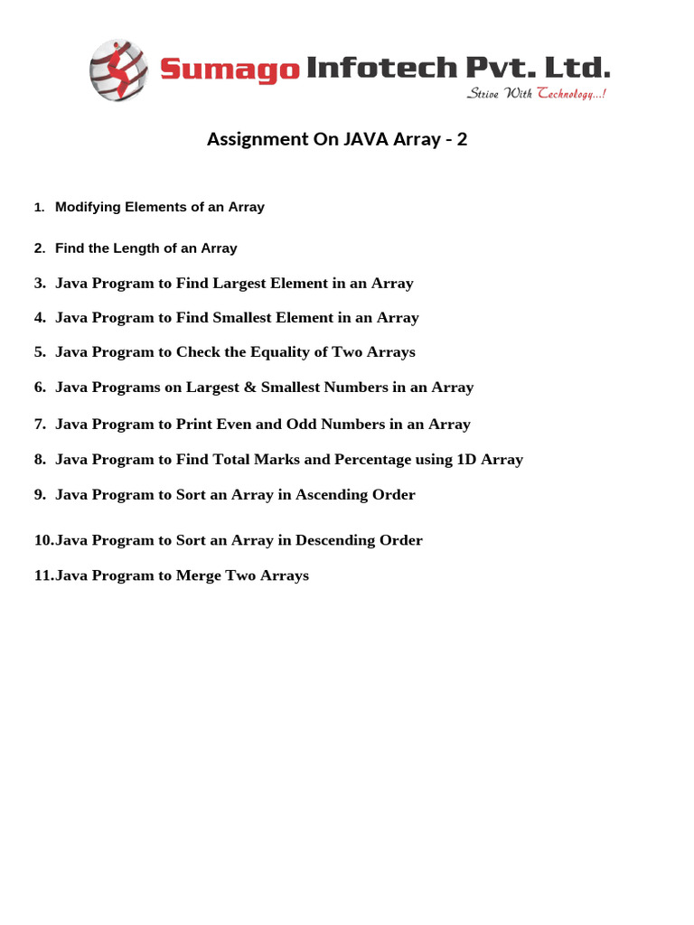 Java Program On Array Ass-2 | PDF