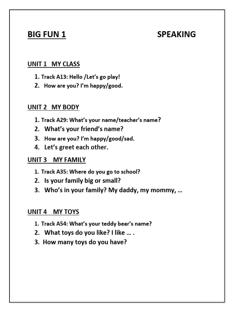 Fun English Speaking Activities for Kids | PDF