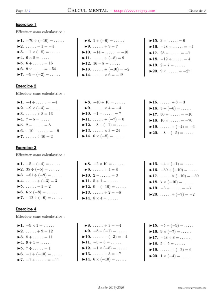 Calcul Mental 3 | PDF