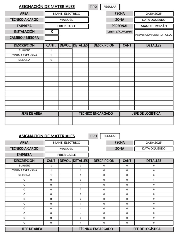 FORMATO DE REQ. FIBER EN EDICION | PDF