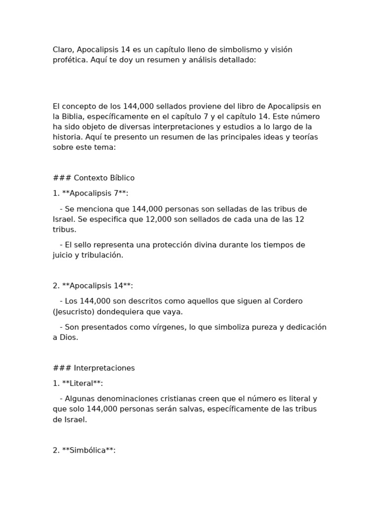 Análisis del Capítulo 14 de Apocalipsis | PDF | Libro de revelación ...