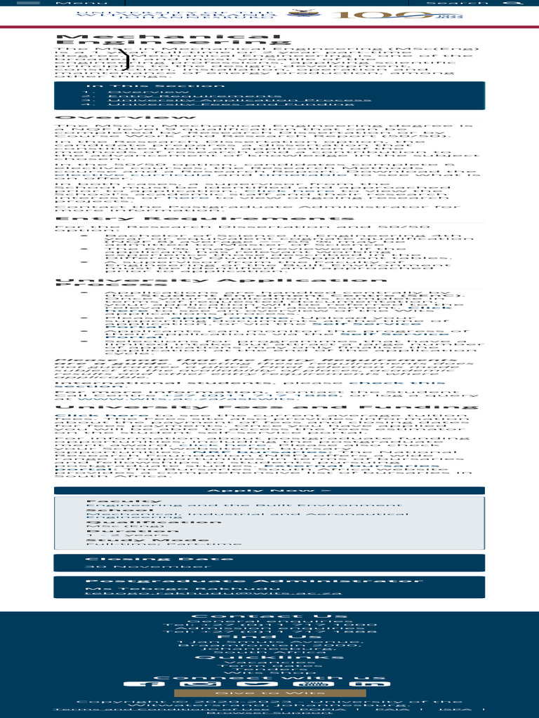 MSC Mechanical Engineering - Wits University | PDF | Thesis | Master Of ...