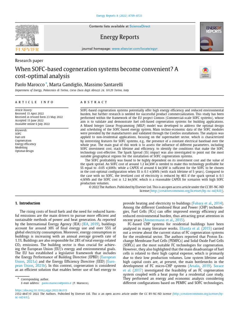 SOFC-cogeneration | PDF | Cogeneration | Fuel Cell