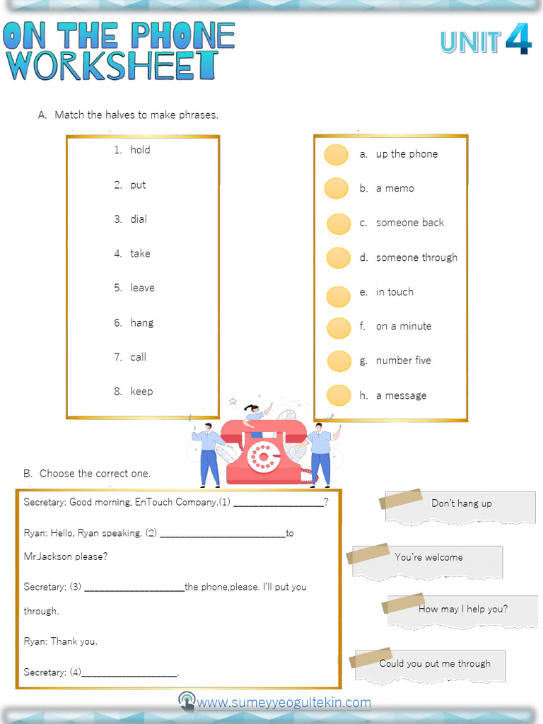 8.4 WORKSHEET - On The Phone (Sümeyye OĞULTEKİN) | PDF