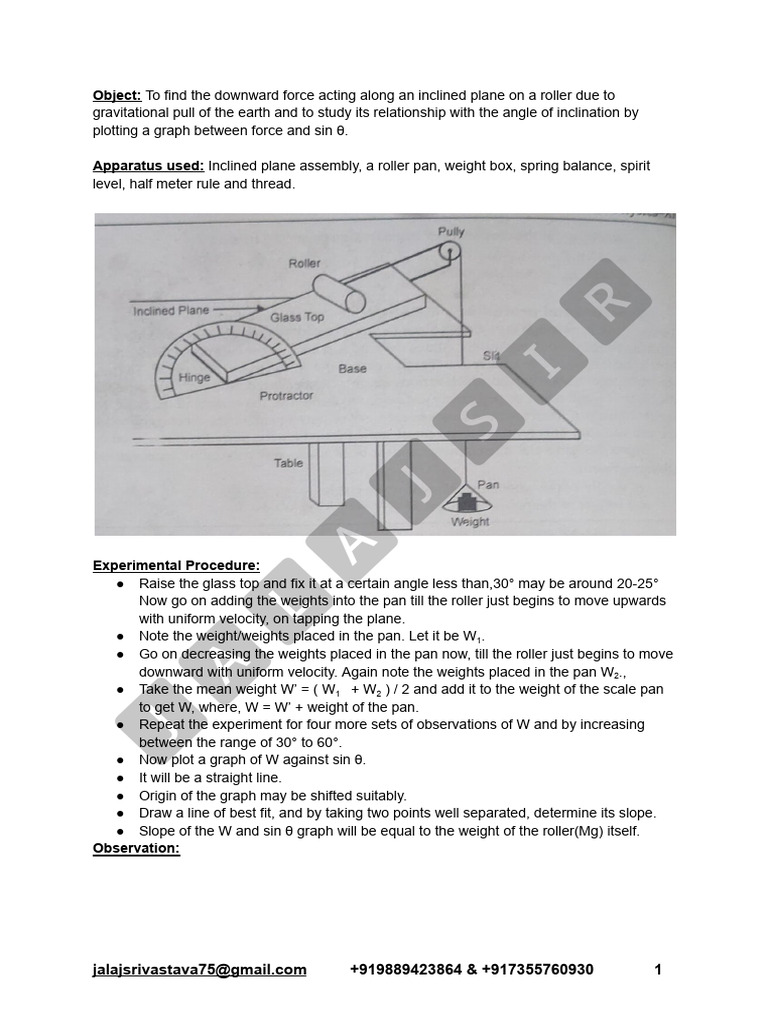 Inclined Plane Experiment Analysis | PDF | Weight | Force