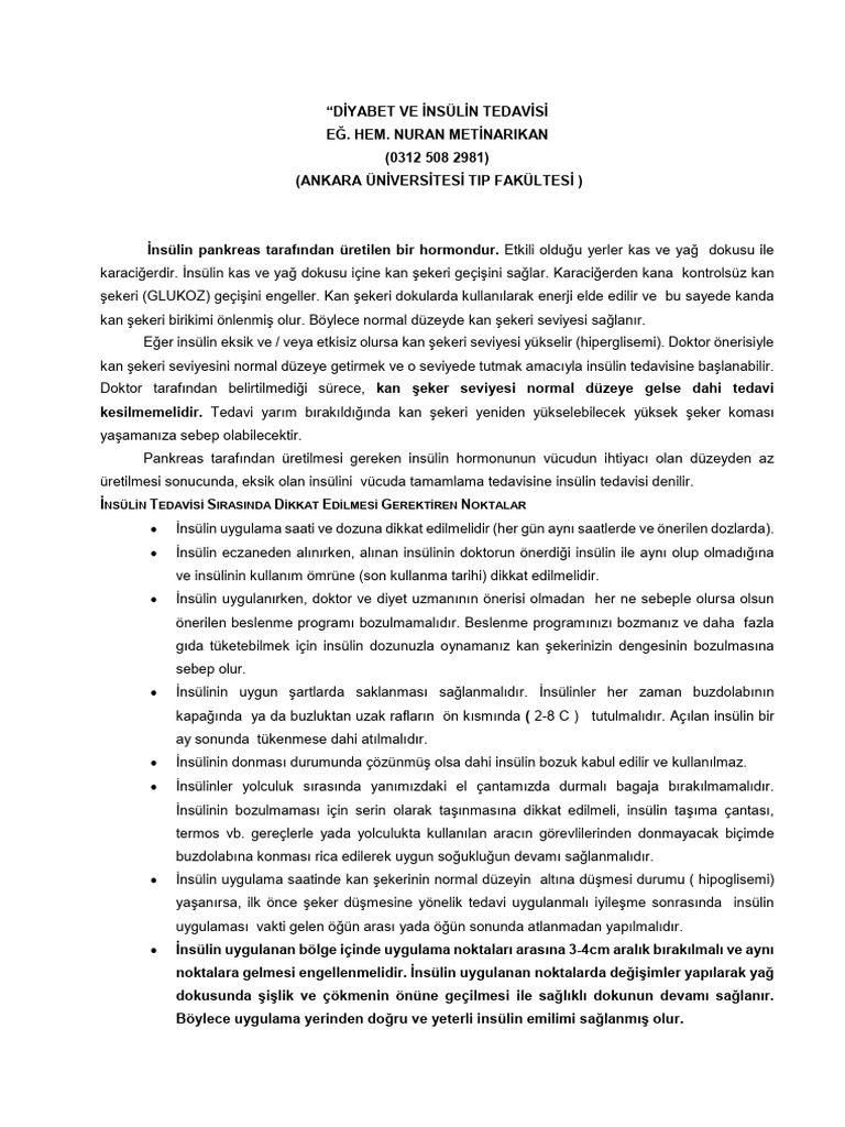 Insulin Uygulama | PDF