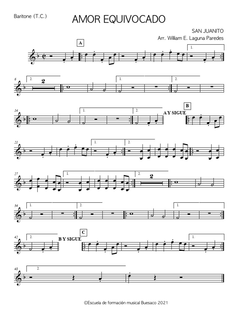 AMOR EQUIVOCADO - Baritone (T.C.) | PDF