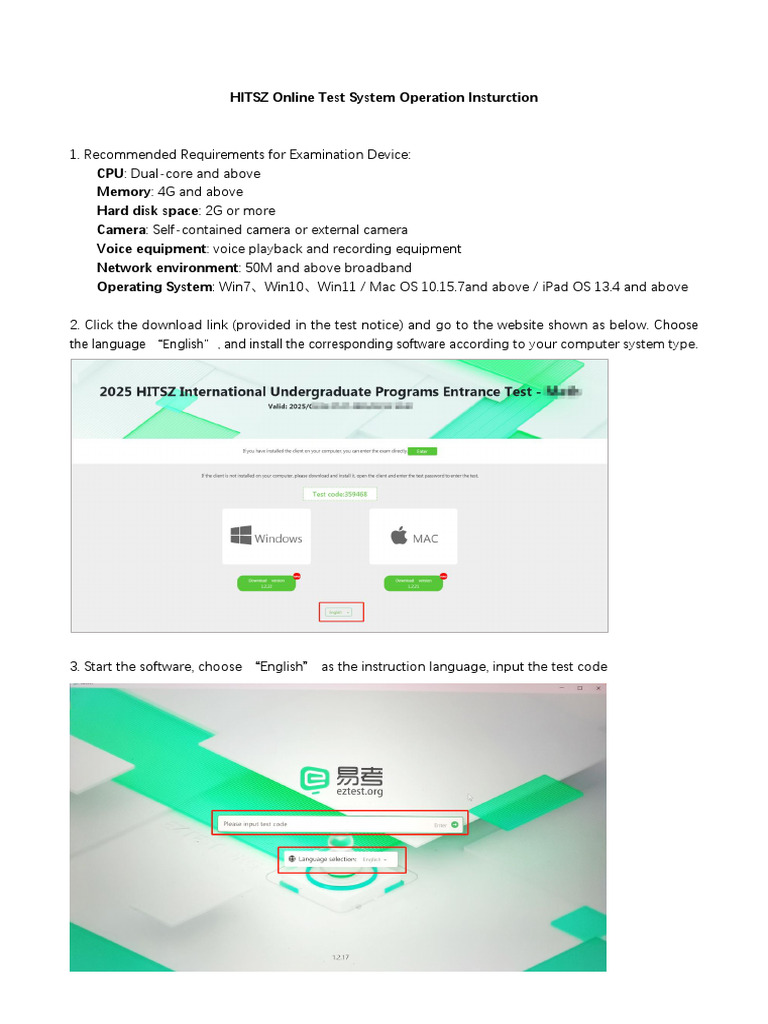 Online Test System Operation Instruction | PDF