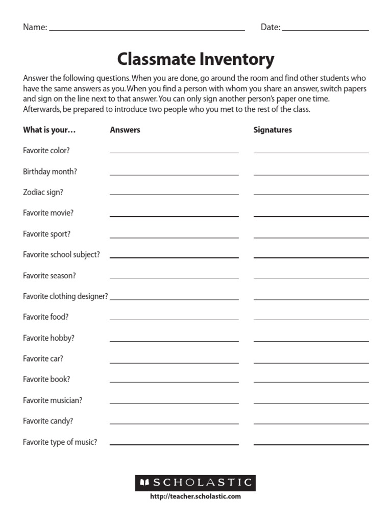 Classmate Inventory | PDF