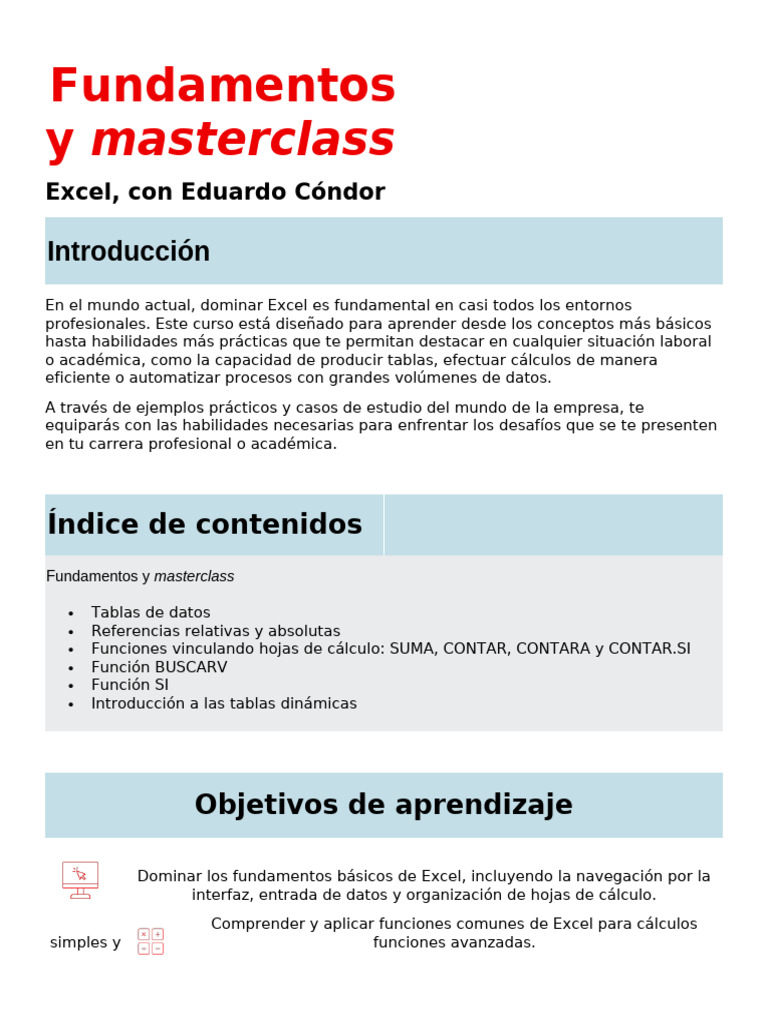 Curso Excel Basico | PDF | Microsoft Excel | Hoja de cálculo