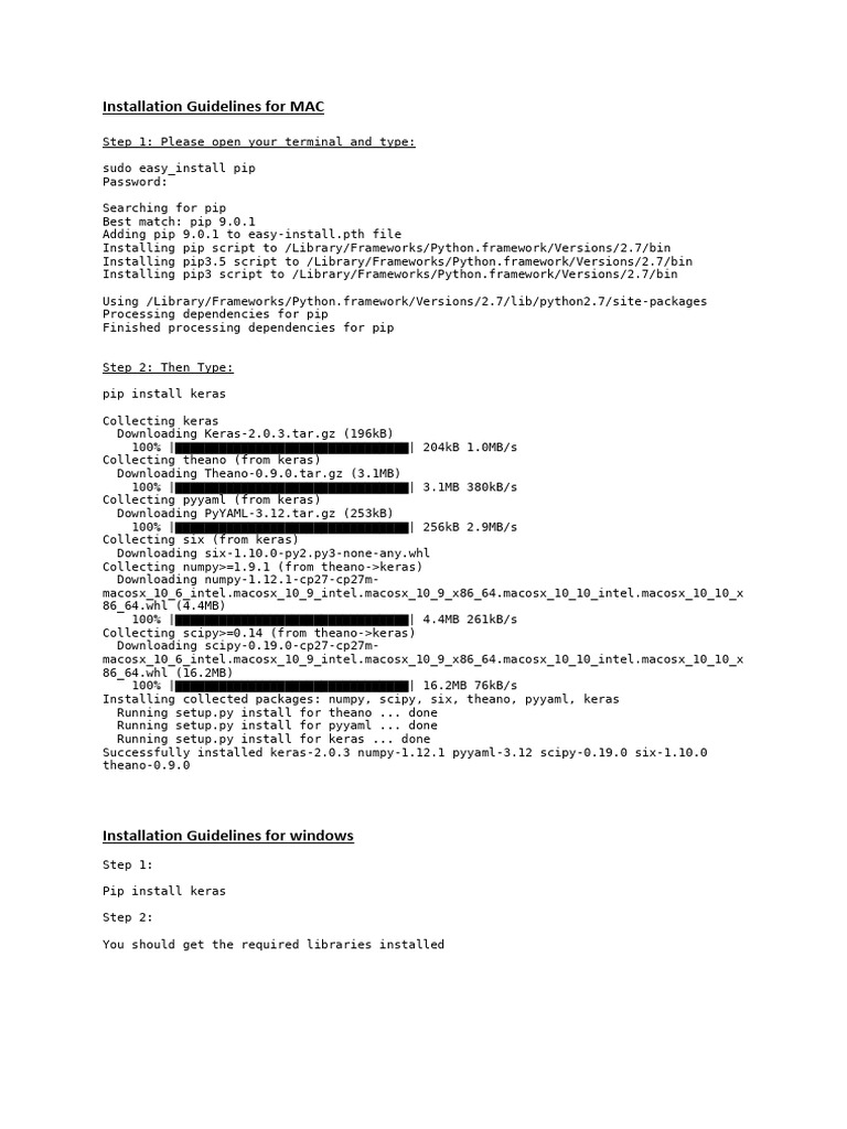 Keras Installation Guide for Mac & Windows | PDF