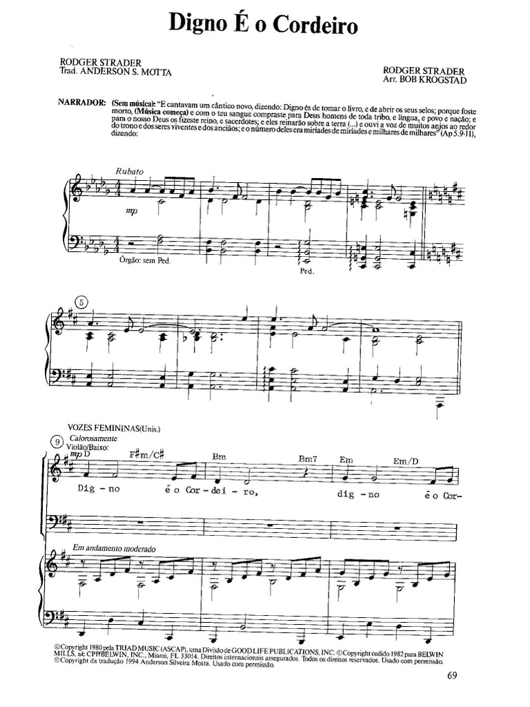 Digno e o Cordeiro Rodger Partitura | PDF
