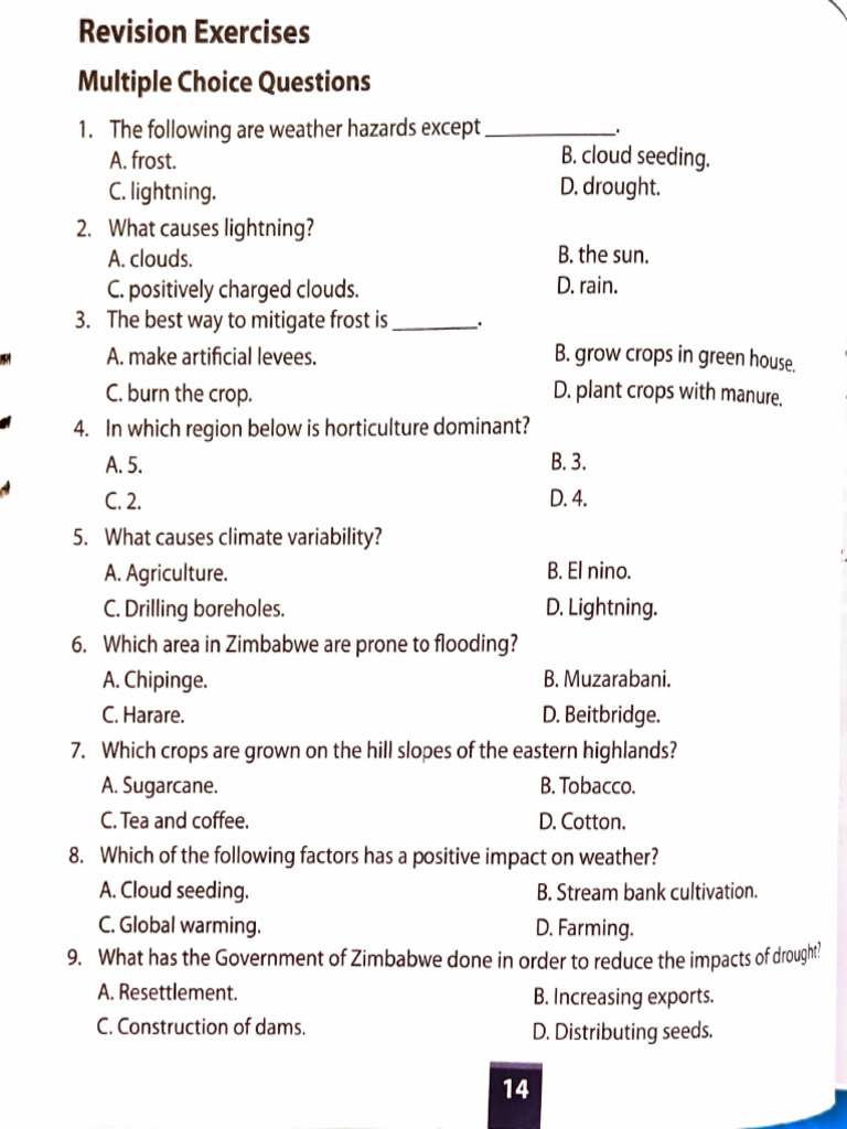 Geo Form 2 exeat weekend exercise | PDF | Agriculture | Flood