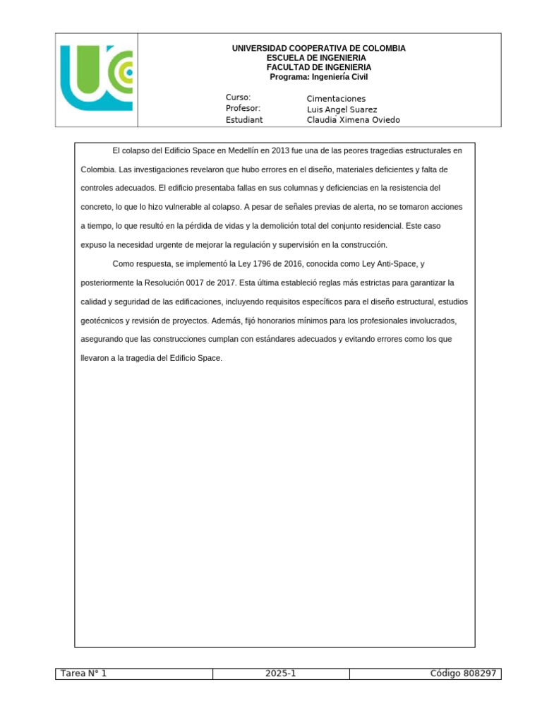 Colapso del Edificio Space en Medellín | PDF | Ingeniería