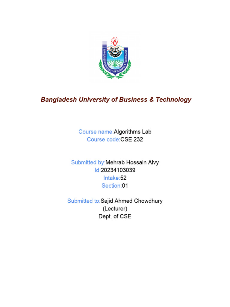 Algorithms Lab2 | PDF