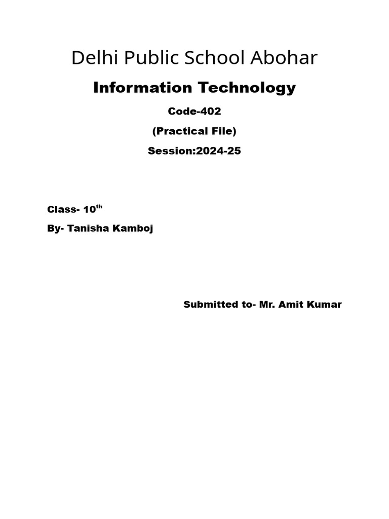 IT PRACTICAL FILE GRADE 10 | PDF | Table (Database) | Databases IT PRACTICAL FILE GRADE 10 | PDF | Table (Database) | Databases