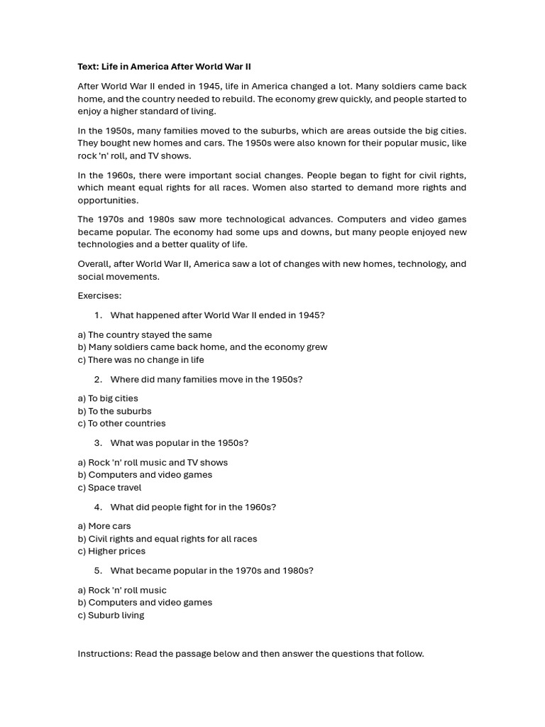 Life in America Post-WWII: Changes & Growth | PDF | Transport | 1970s