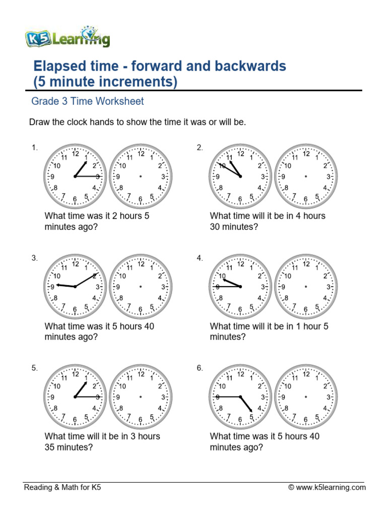 Grade 3 Elapsed Time 5 Minute Increments C | PDF