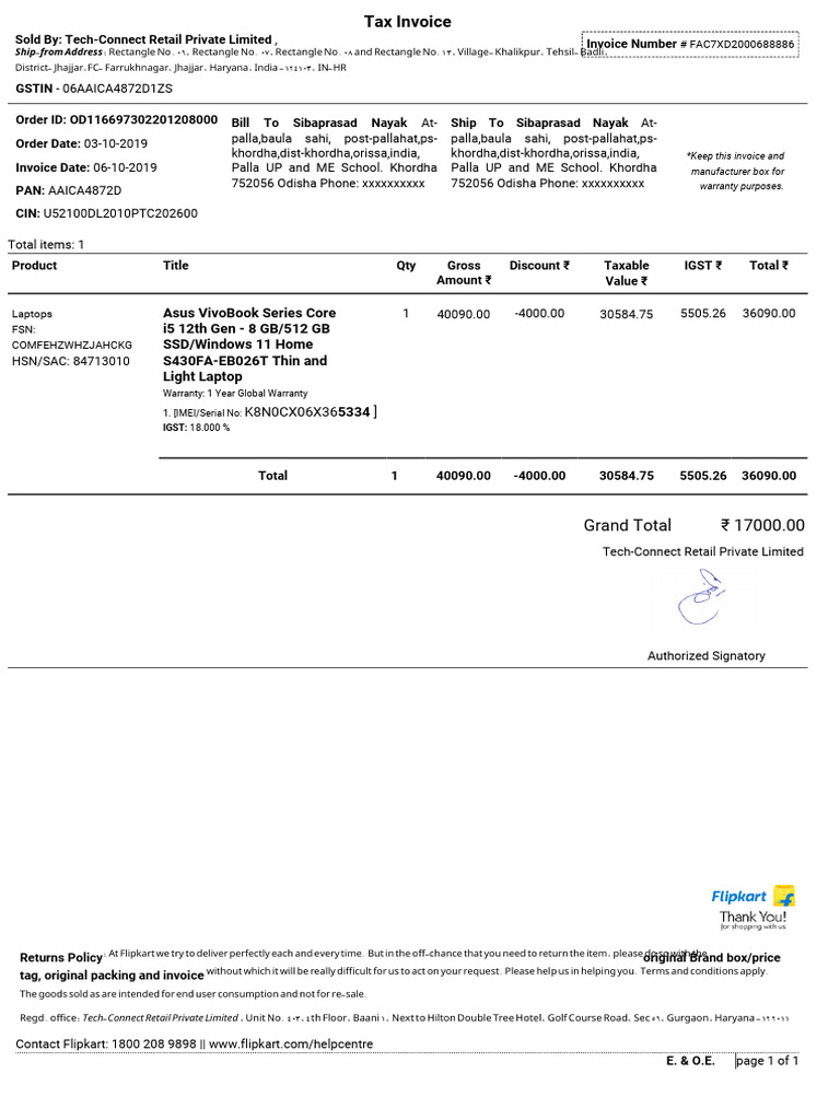 442368488-Asus-Laptop-Invoice (1).pdf | PDF | Personal Computers ...