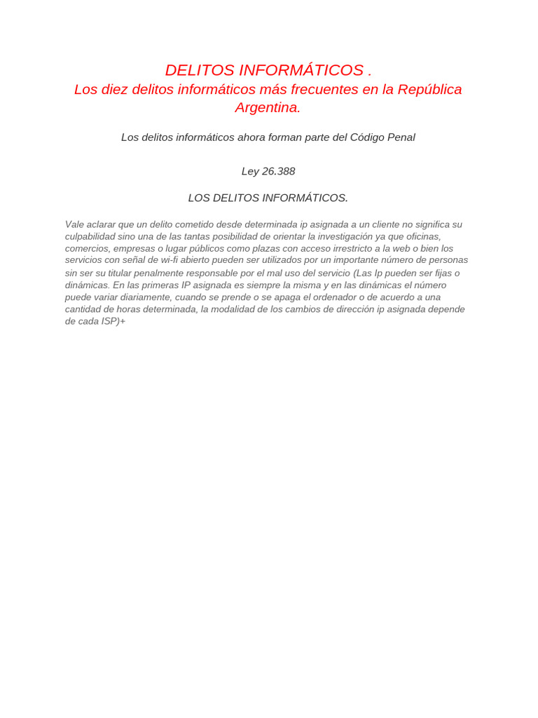 Delitos Informáticos en Argentina | PDF