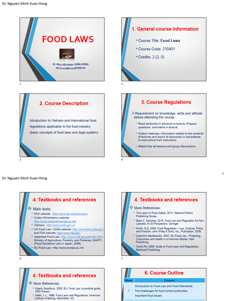 Overview of Food Laws Course | PDF | Food Safety | Food Politics