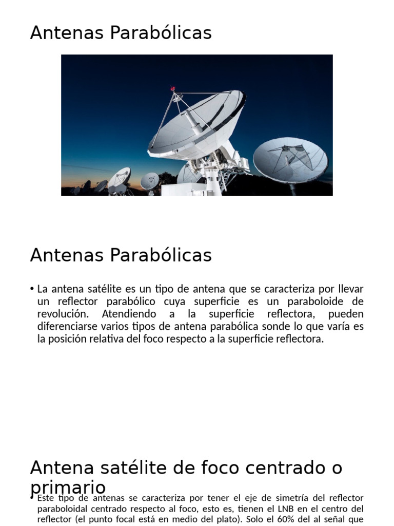 Tipos de Antenas Parabólicas y Usos | PDF
