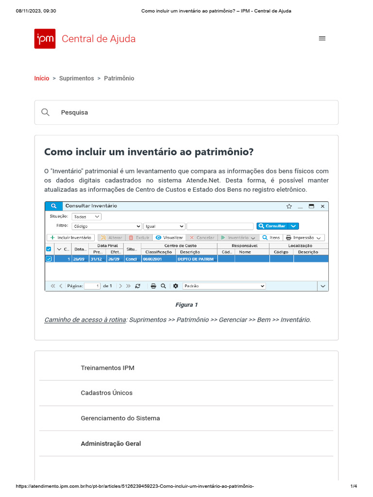 Como Incluir Um Inventário Ao Patrimônio_ – IPM - Central de Ajuda | PDF | Inventário ...