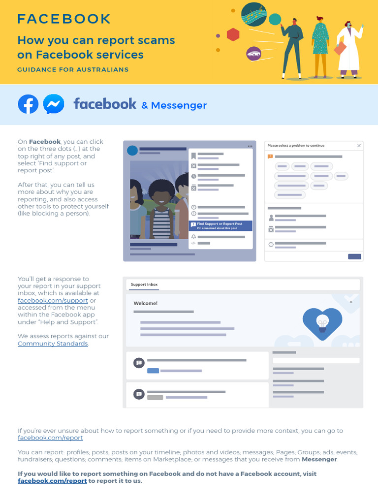Reporting Scams on Facebook Services | PDF | Facebook | Cyberspace
