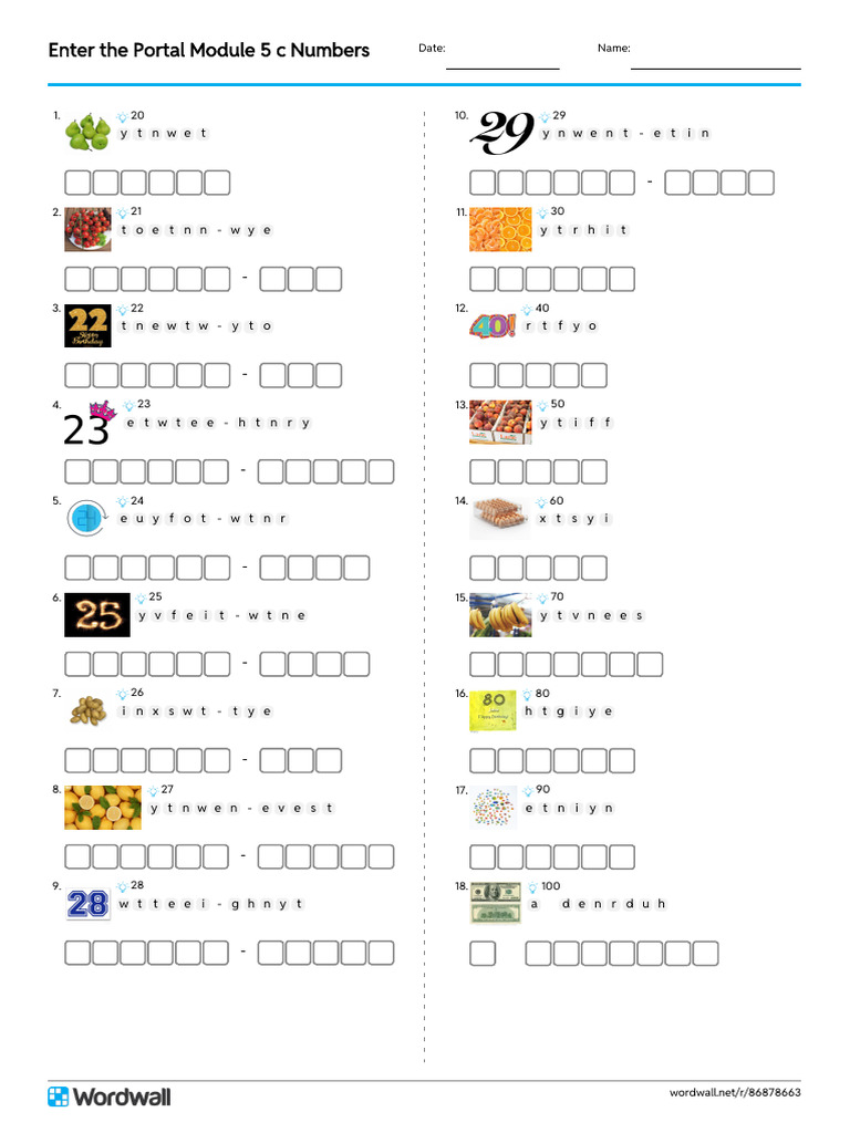 Enter The Portal Module 5 C Numbers Anagram | PDF