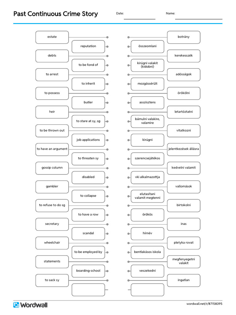 past-continuous-crime-story-match-up-line-drawing | PDF