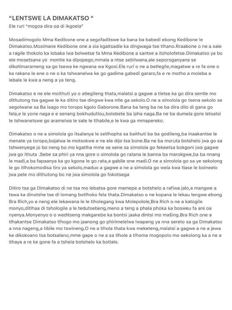 Lentswe La Dimakatso | PDF