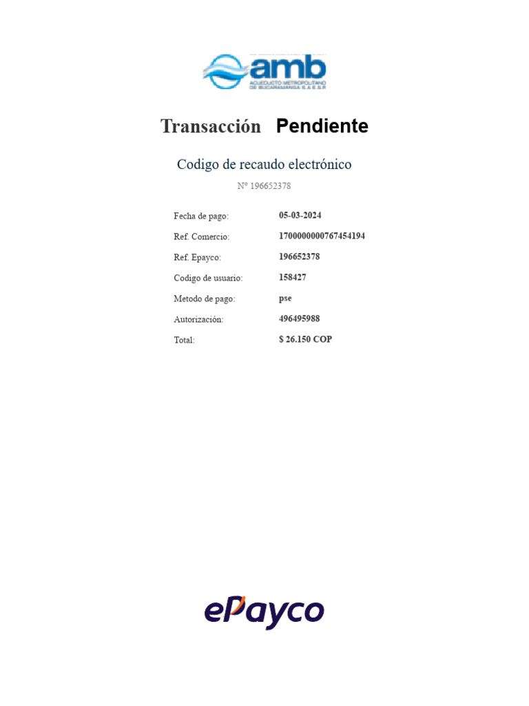Transacción: Pendiente | PDF