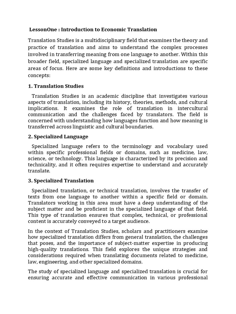 المحاضرة 01 | PDF | Translations | Semantics