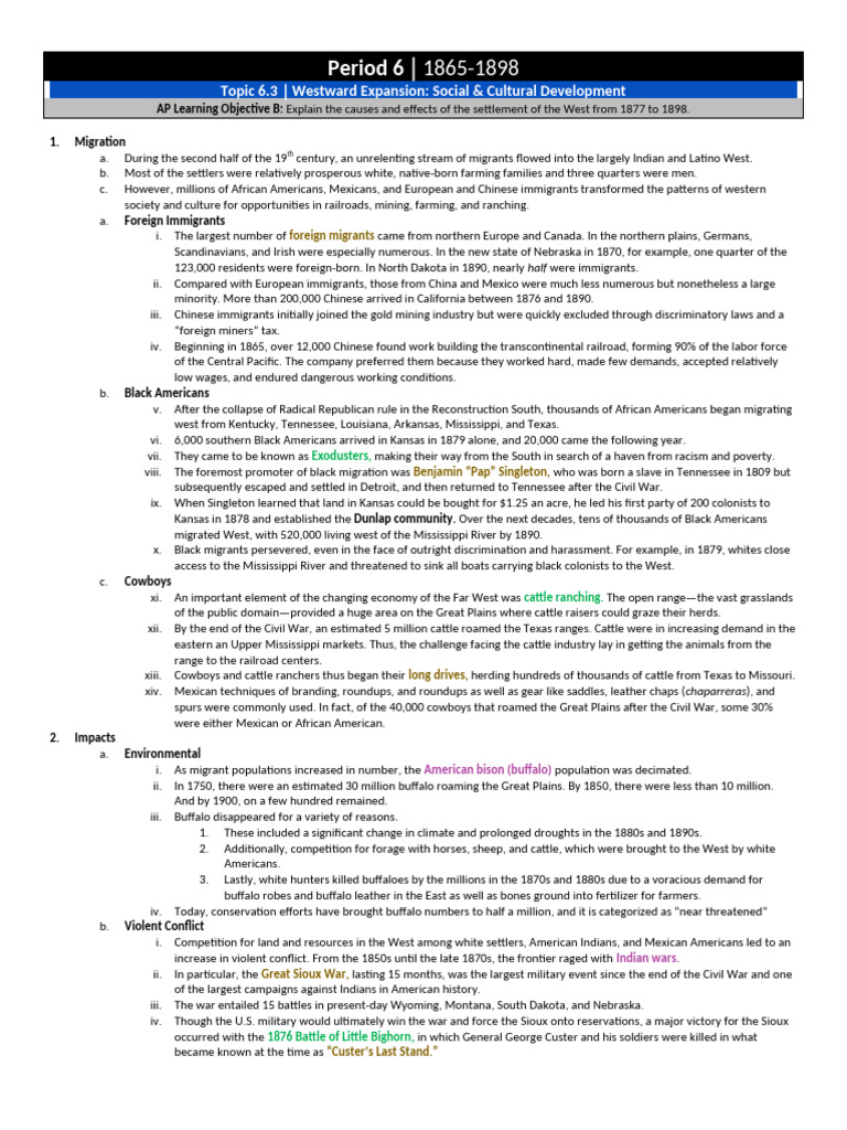 APUSH06.03 WesternSociety Lecture | PDF | Native Americans In The ...