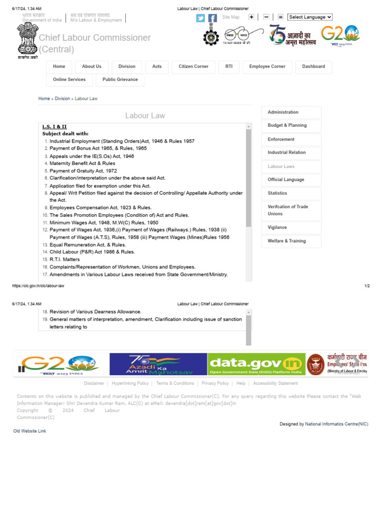 Labour Law - Chief Labour Commissioner | PDF | Labour Law | Employment