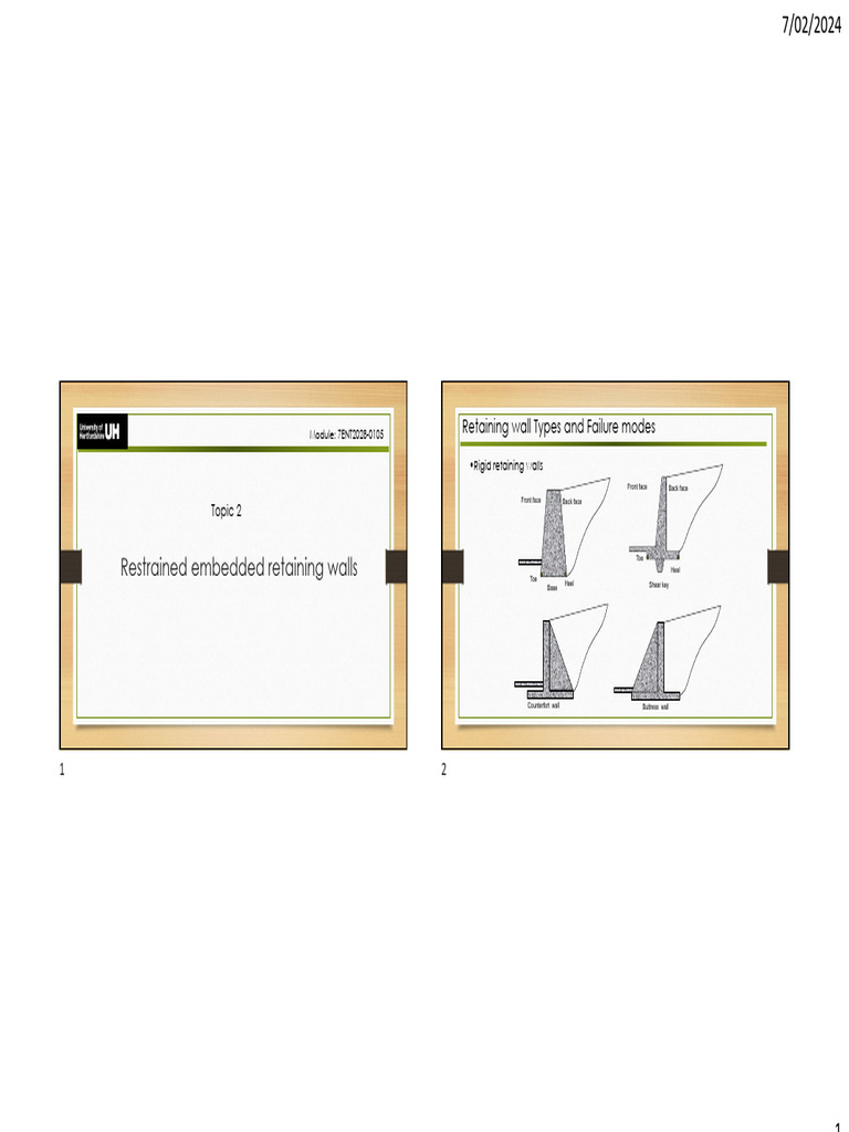 Restrained Retaining Walls | PDF | Soil Mechanics | Applied And ...