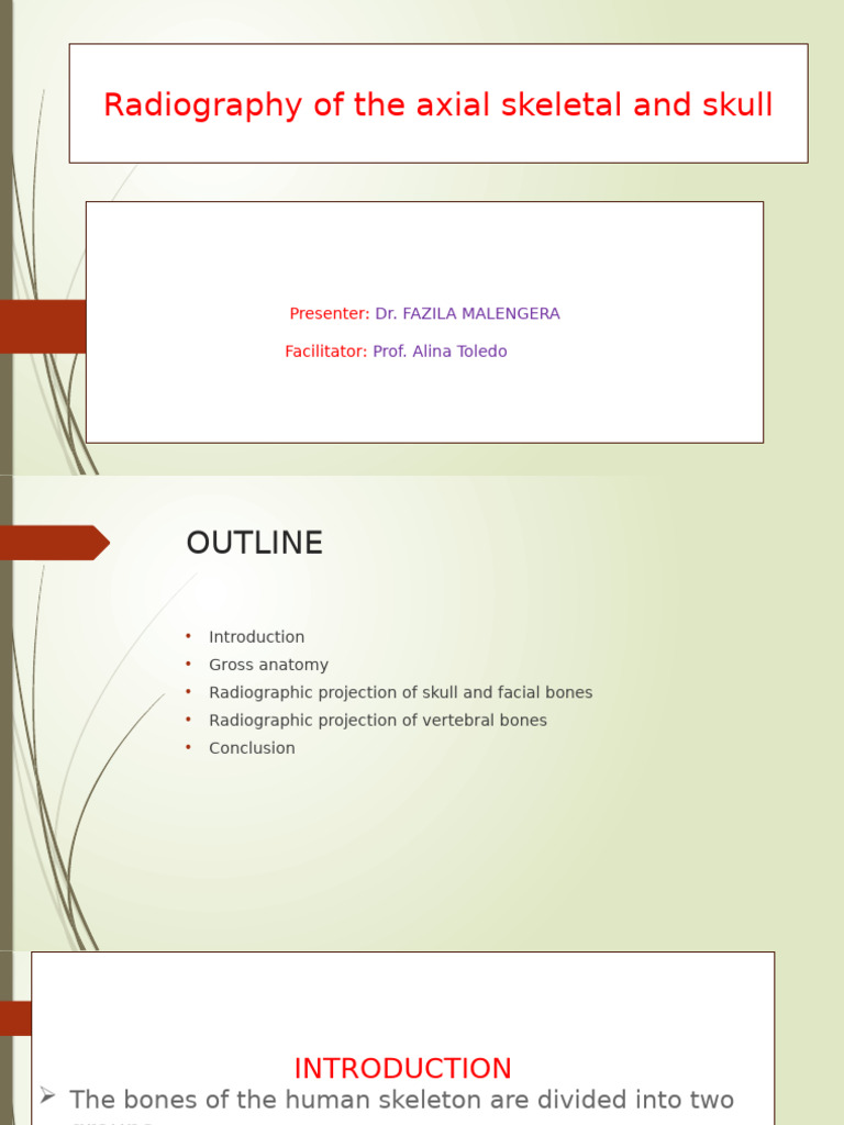 Radiography of the Axial Skeletal | PDF | Vertebra | Skull