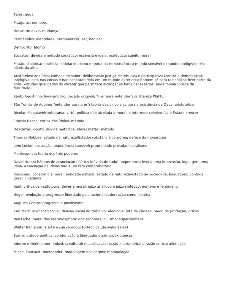 Resumo Filosofos | PDF