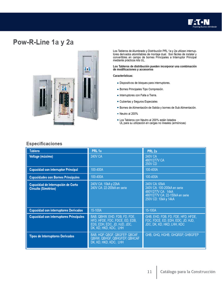 Pow-R-Line 1a y 2a: Especificaciones | PDF | Electricidad | Ingenieria ...