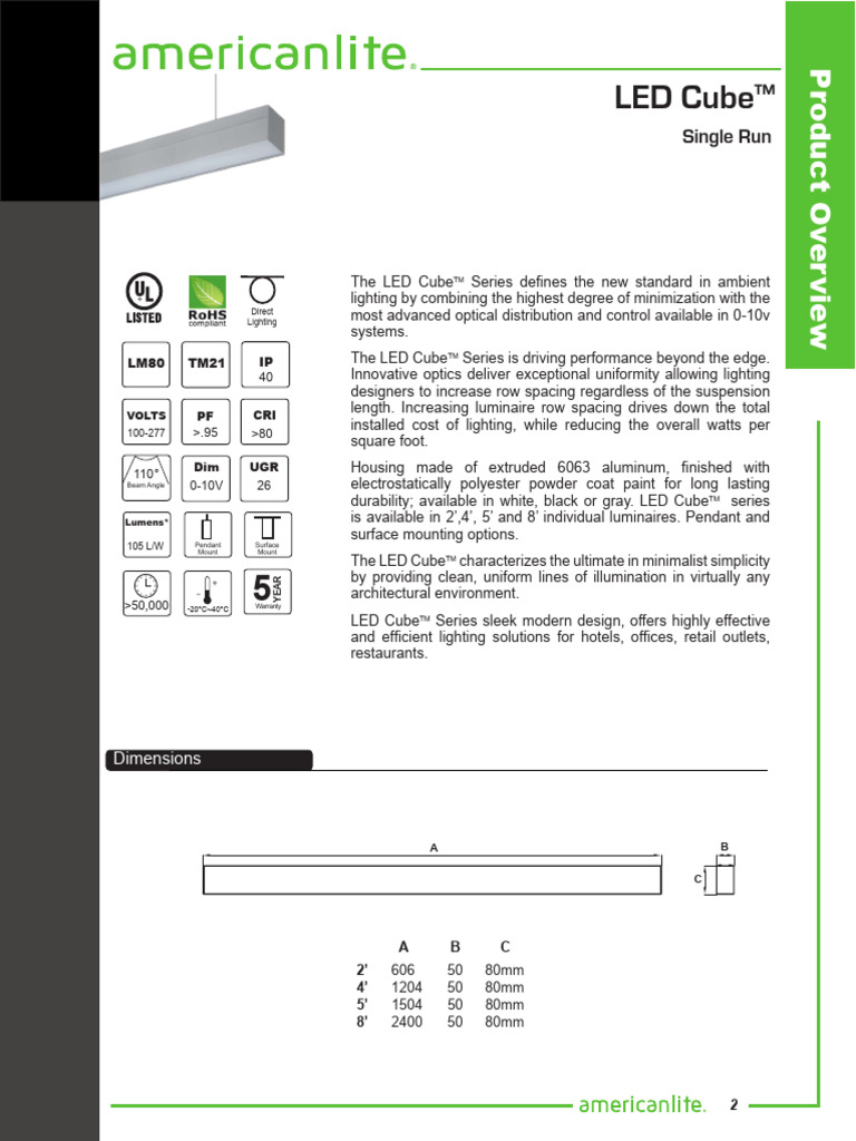 Lum Lineal Led 4 36W American Lite | PDF | Lighting | Electromagnetic ...