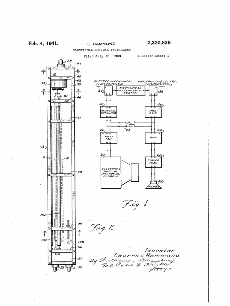 Hammond JR20 Reverb Spring Patent and Diagram US2230836 | PDF ...