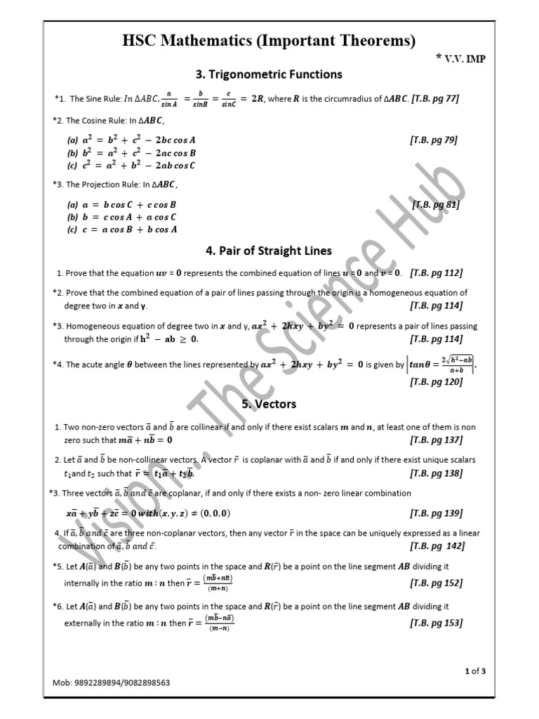 Important Theorems 2 | PDF | Vector Space | Trigonometric Functions