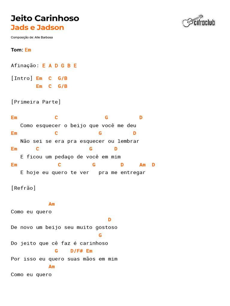 Jeito Carinhoso - Jads e Jadson | PDF | Música gravada | Música pop