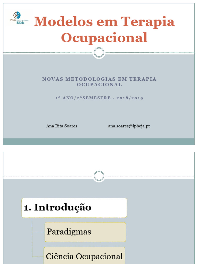 Aula 4 - Modelos em Terapia Ocupacional | PDF | Paradigma | Psicoterapia