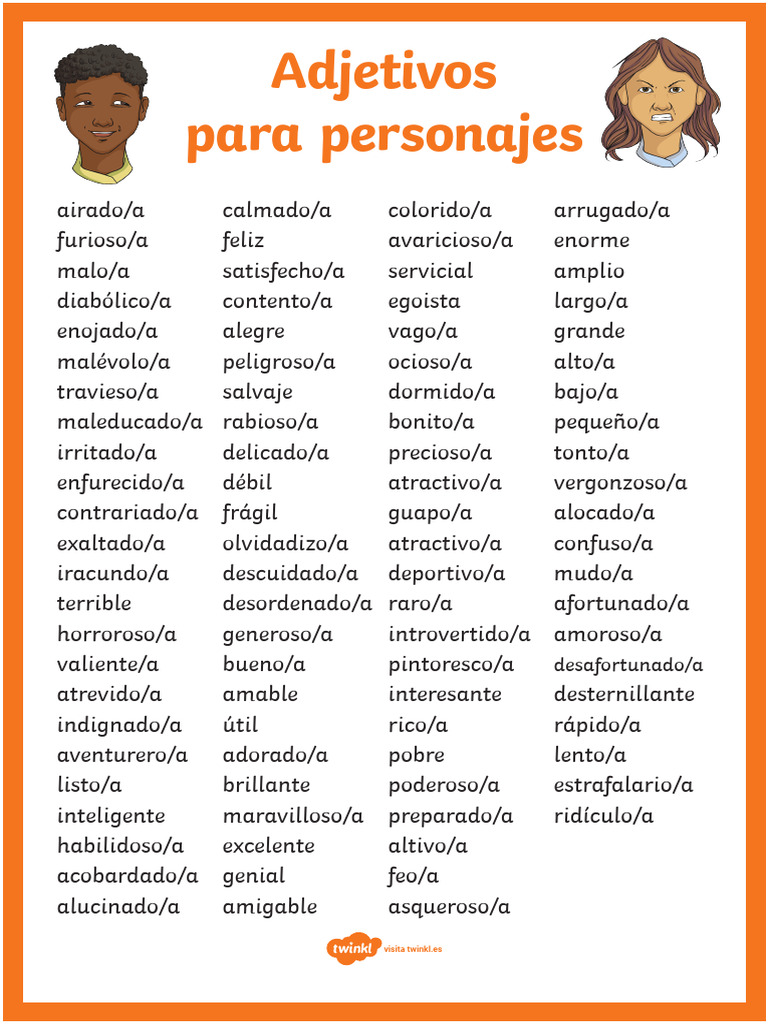 Adjetivos para Describir Personas y Personajes | PDF