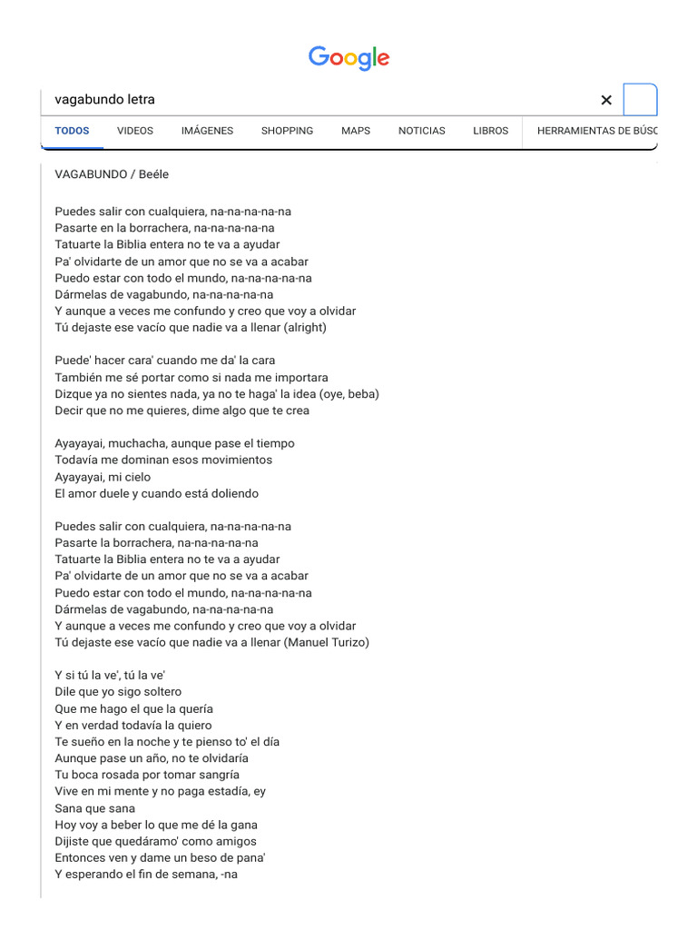 Amor y Desamor en "Vagabundo" | PDF