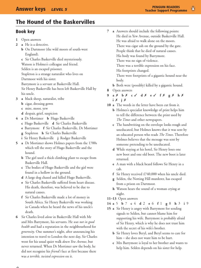 Answer Keys | PDF | The Hound Of The Baskervilles | Sherlock Holmes