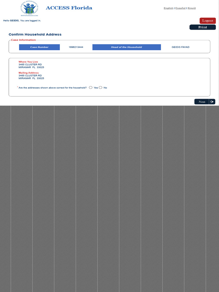 Confirm Your ACCESS Florida Address | PDF